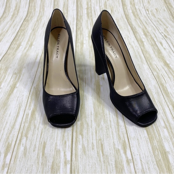 Ellen Tracy | Shoes | Ellen Tracy Black Satin Jackie Peep Toe Heels ...